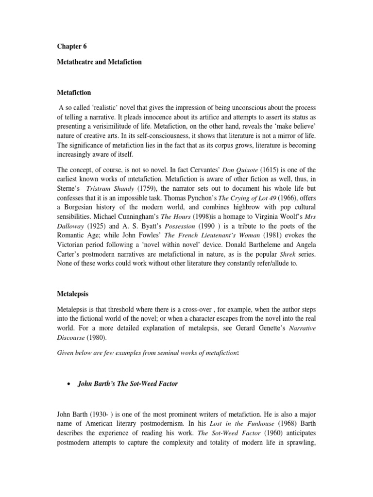 Chapter 6 Metatheatre | Download Free PDF | Postmodern Literature | Hamlet