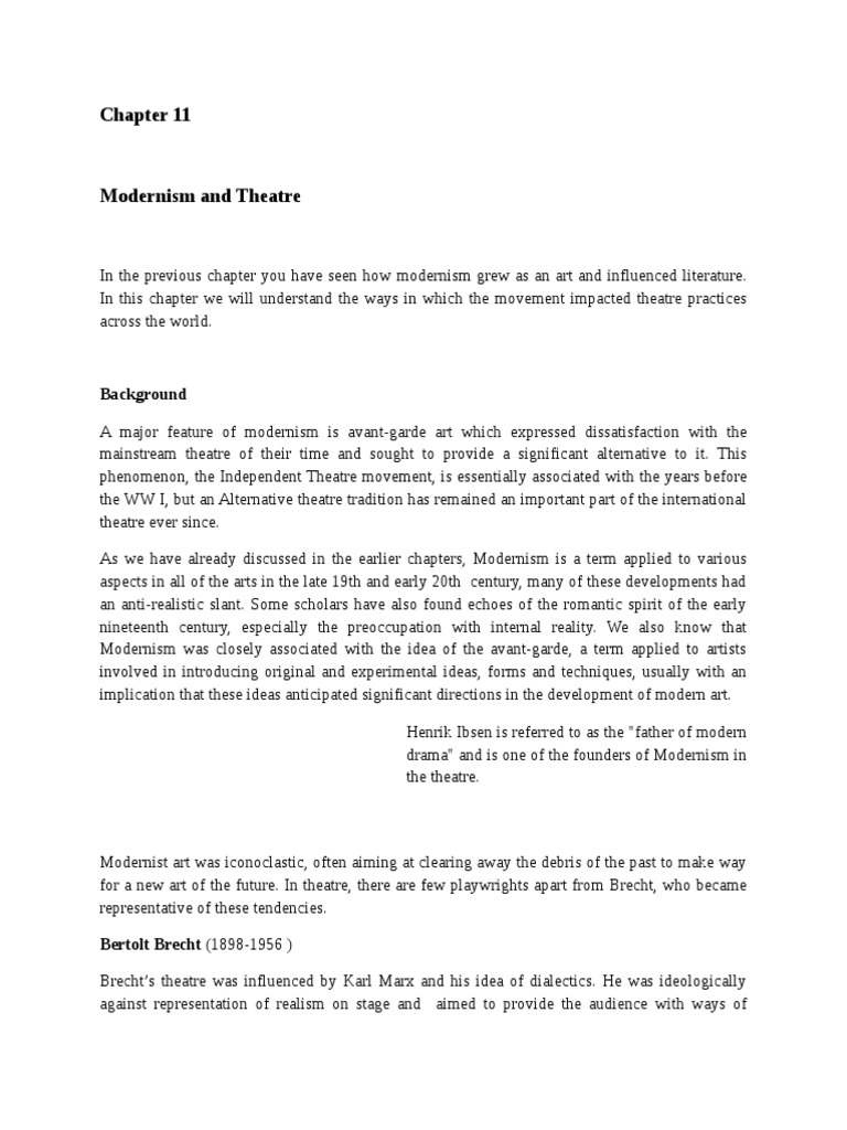 Modernism's Impact on Theatre | PDF | Modernism | Theatre