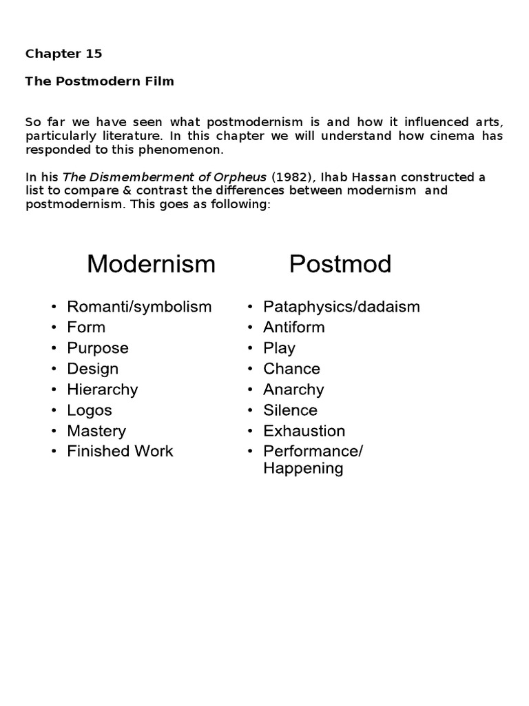 Postmodern Cinema Analysis | PDF | Postmodernism