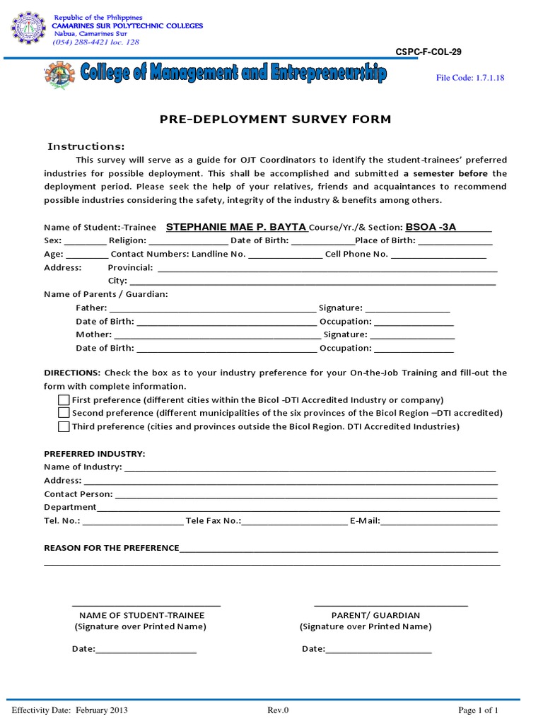 Bsoa 3 Ojt Forms | PDF | Employment | Competence (Human Resources)