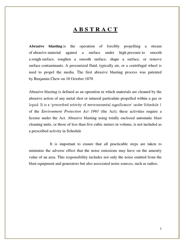 Abrasive Blast Report | Download Free PDF | Abrasive | Industrial Processes