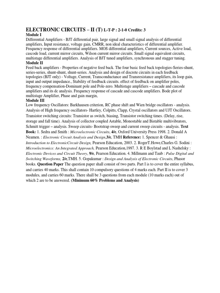 Electronic Circuits | PDF | Amplifier | Electronic Oscillator