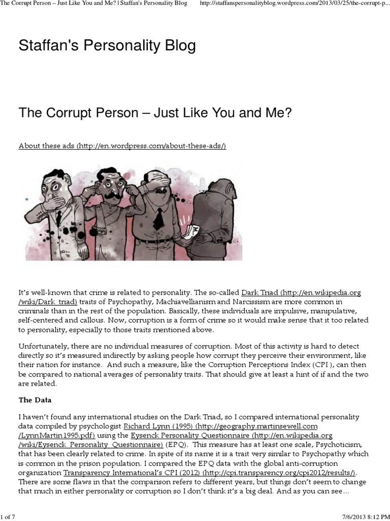 The Corrupt Person – Just Like You and Me Staffan's Personality | Dark ...