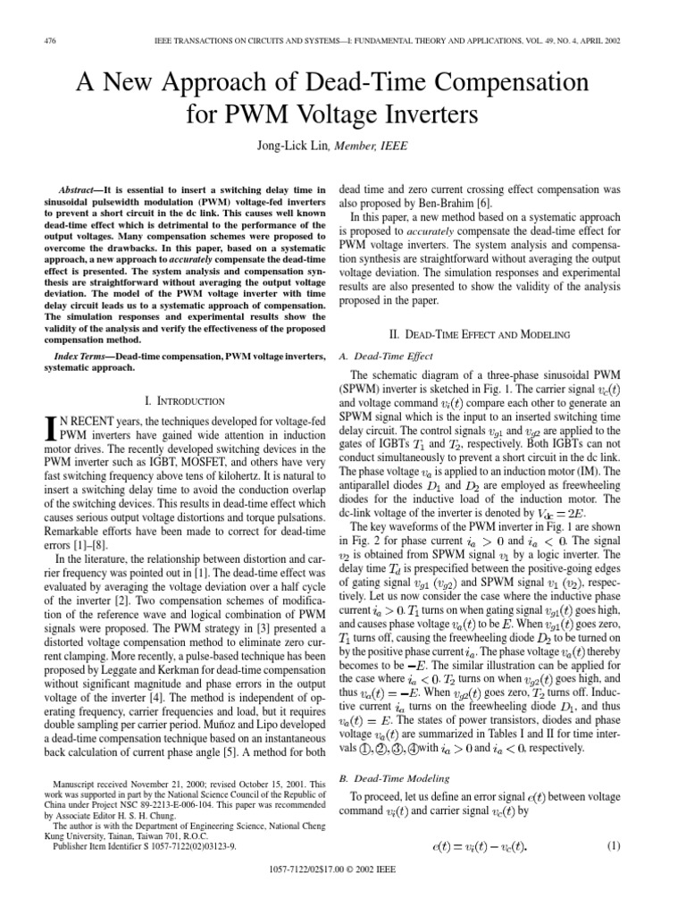 A New Approach of Dead-Time Compensation For PWM Voltage Inverters ...