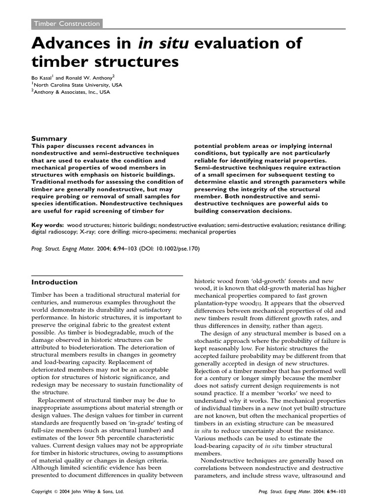 Testing of Timber Structures | PDF | Strength Of Materials | Truss