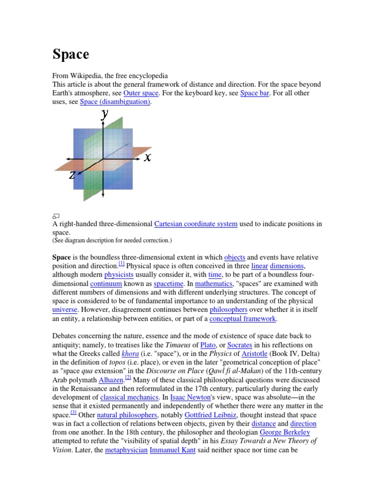 Space: Space Is The Boundless Three-Dimensional Extent in Which | PDF ...