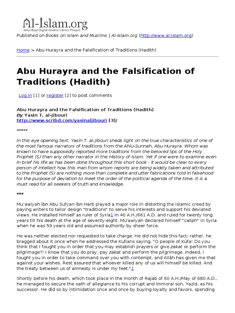 Abu Hurayra: Hadith Fabrication Exposed | PDF | Muhammad | Hadith