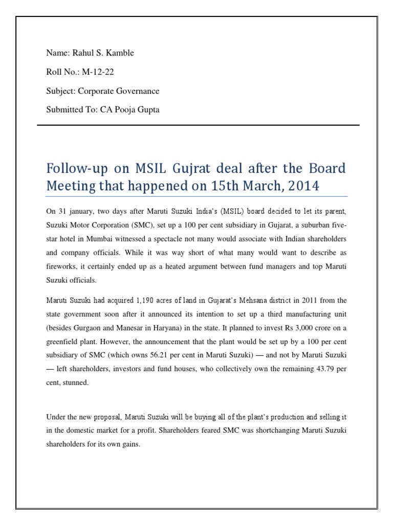 MSIL Gujarat Project Controversy Review | PDF