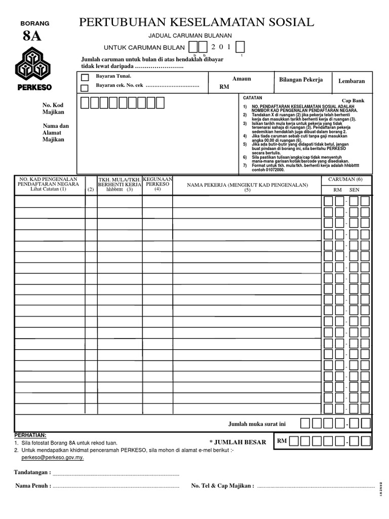 Borang A Socso | PDF