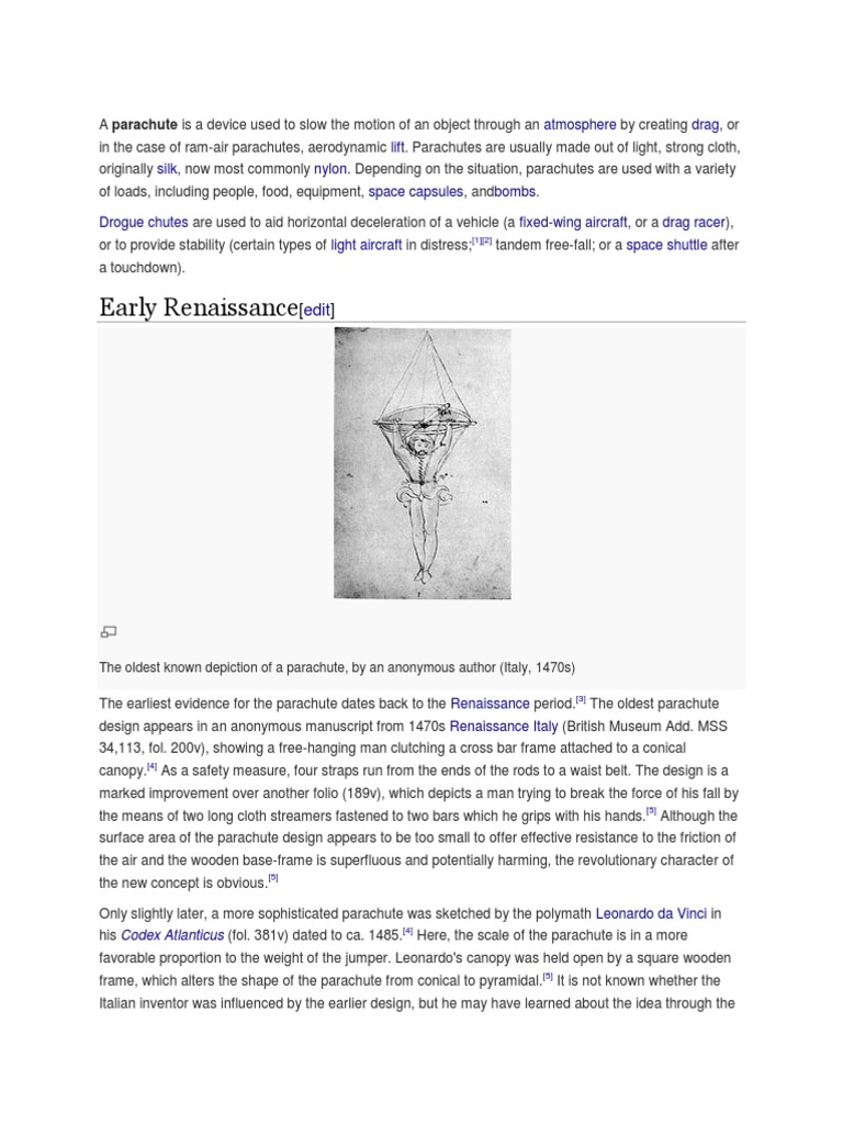 Early Renaissance: Parachute | PDF | Parachute | Falling