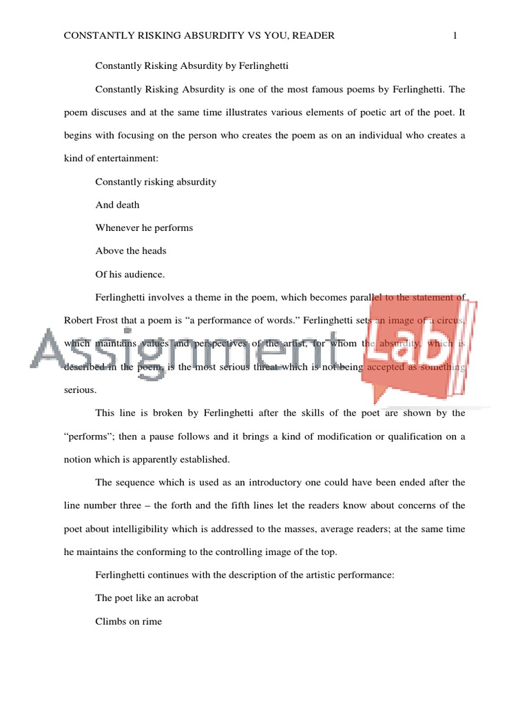Constantly Risking Absurdity by Ferlinghetti | PDF | Stress ...