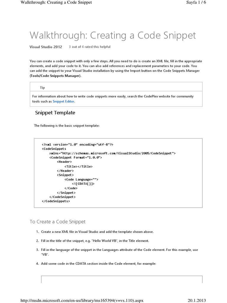 C# Code Snippet | PDF | Visual Basic .Net | Microsoft Visual Studio