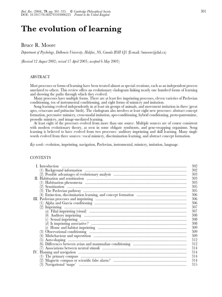 Evolution of Learning Processes Across Species | PDF | Classical ...