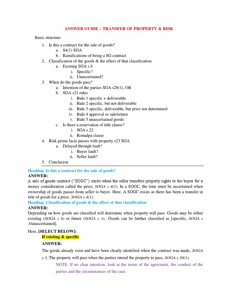Property Law Answer Guides | PDF