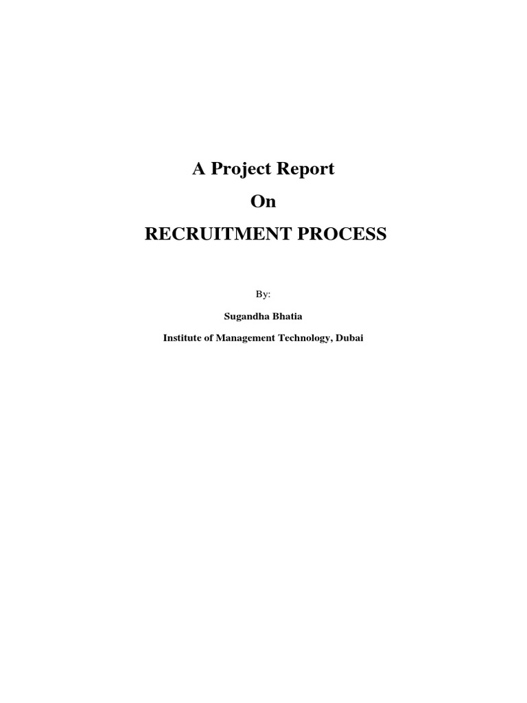 Recruitment Report | PDF | Recruitment | Employment