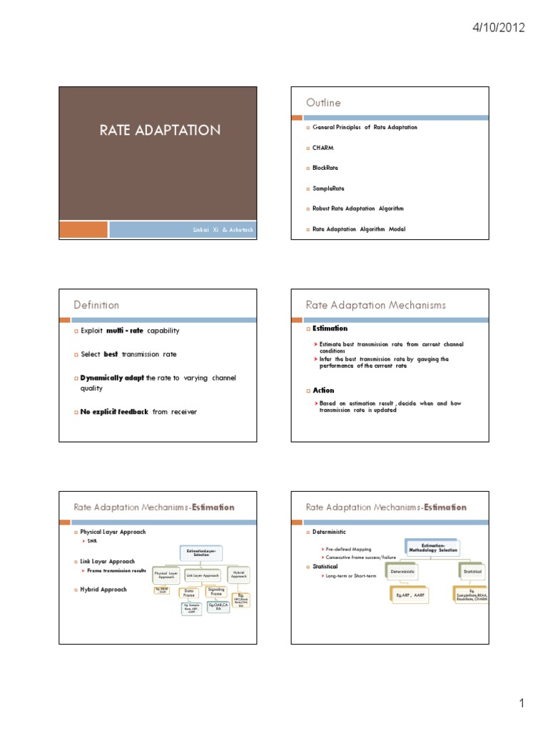 Rate Adaptation Algorithms Guide For Wireless Networks Pdf Bit Rate
