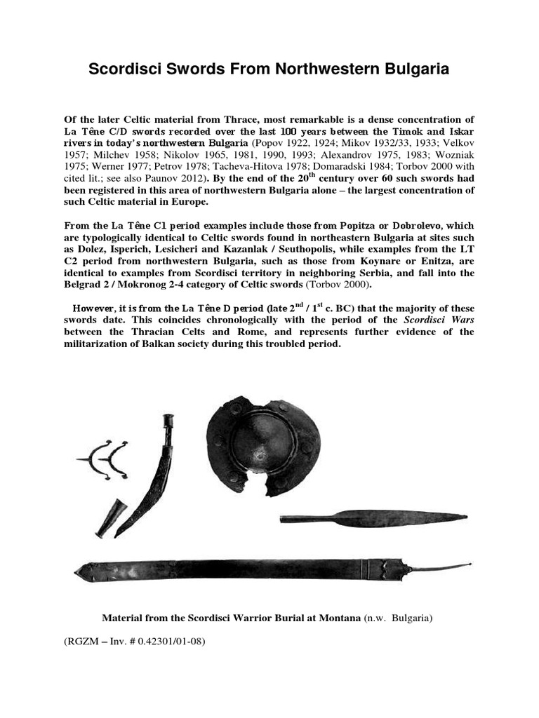 Scordisci Swords From Northwestern Bulgaria: Evidence of Celtic ...