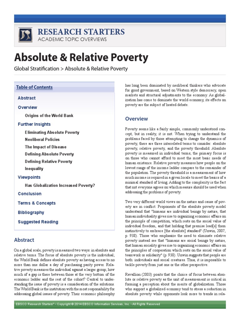 Absolute & Relative Poverty | Poverty Threshold | Extreme Poverty