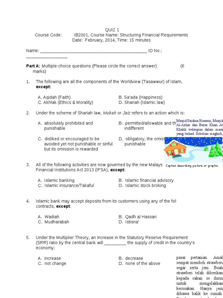Part A: Multiple-Choice Questions (Please Circle The Correct Answer) (6 ...