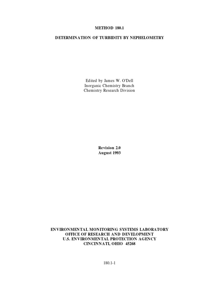 US EPA Methods 180 1 Turbidity | PDF