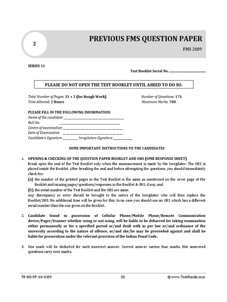 FMS 2009 Question Paper and Ans Key | PDF | Human Development Index ...