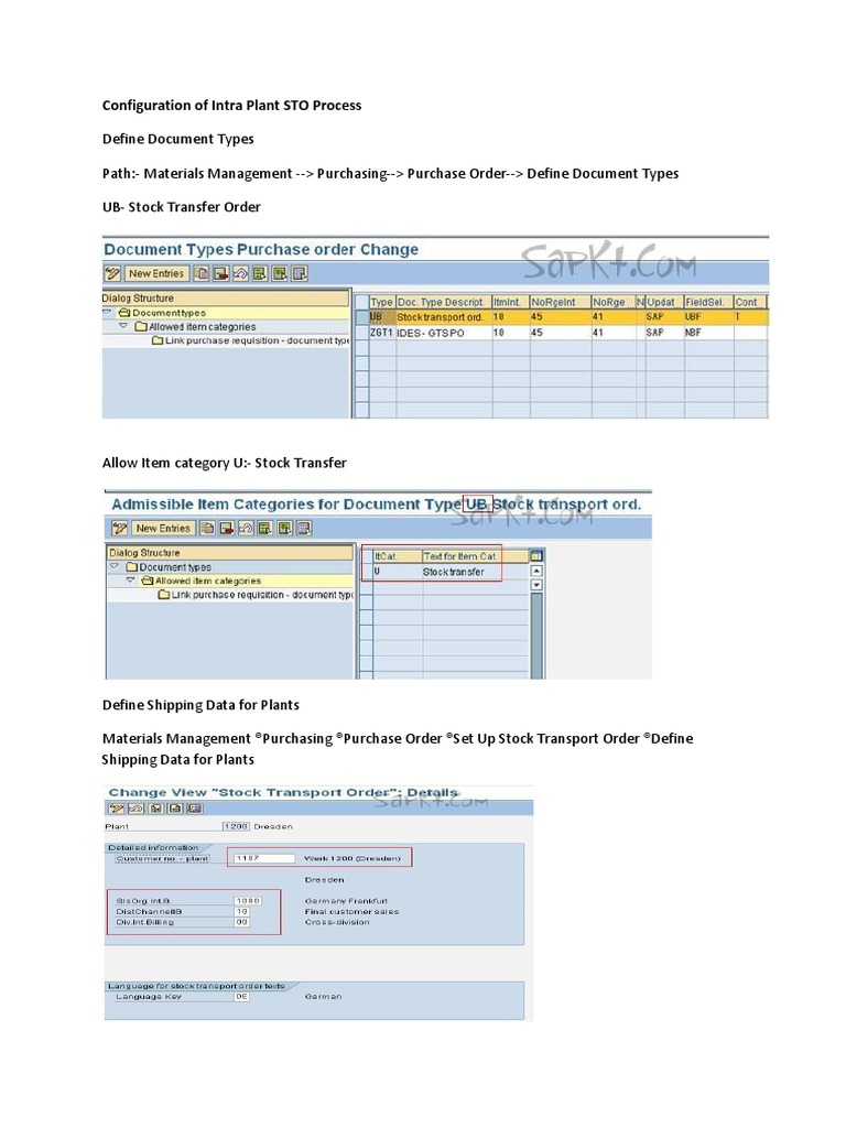 Configuration of Intra Plant STO Process | PDF