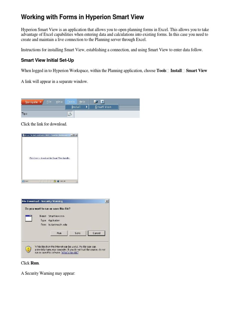 Working With Forms In Hyperion Smart View Pdf Microsoft Office Microsoft Excel