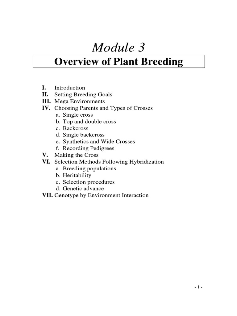 Module 3-Basic Plant Breeding | PDF | Plant Breeding | Wheat