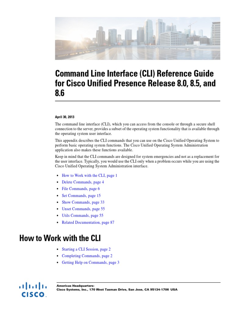 Command Line Interface Reference Guide For Cisco Unified Presence 8.6 ...