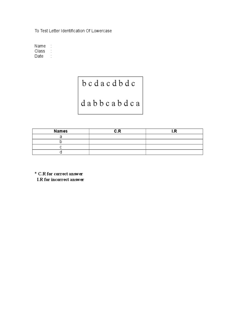 Letter Identification Assessment Tool | PDF