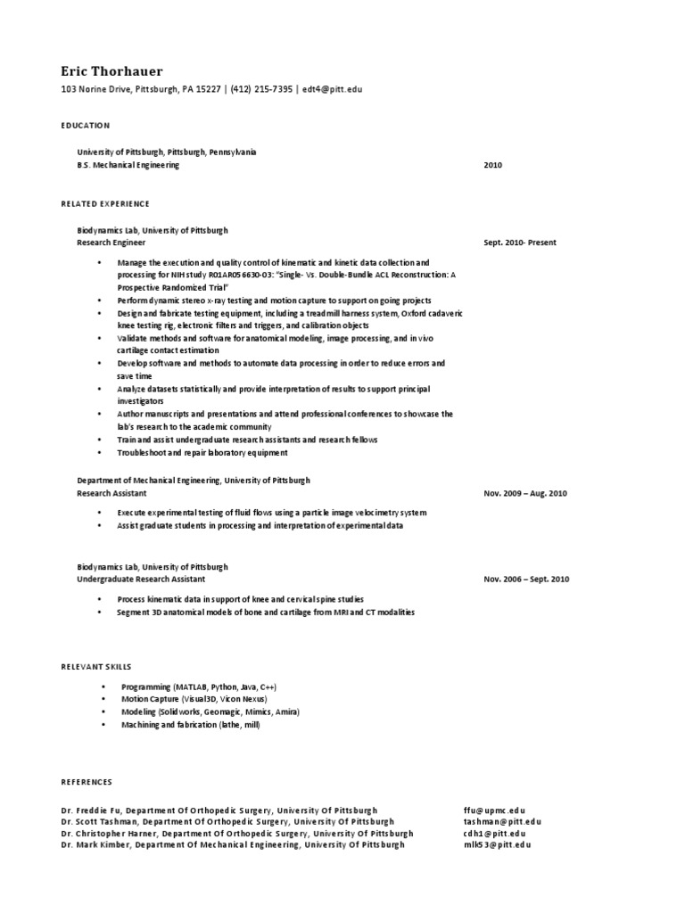 Mechanical Engineer Resume Summary | PDF