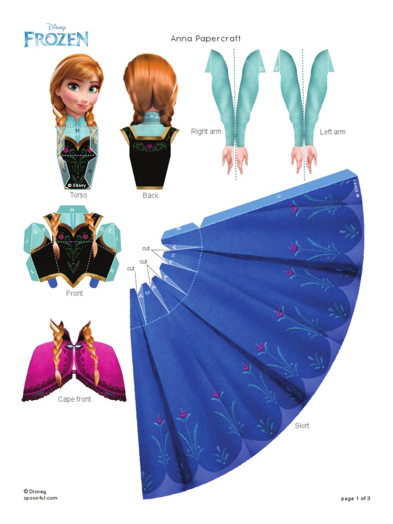 Disney Frozen Anna Papercraft Craft Printable 0913 | PDF | Clothing ...