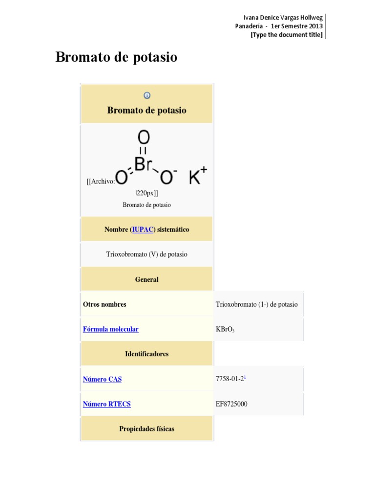 Bromato de Potasio | PDF | Sustancias químicas | Química