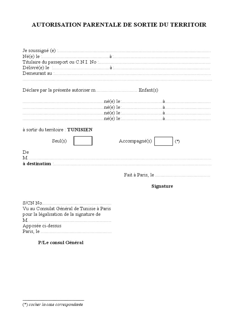 Autorisation Parentale de Voyage | PDF
