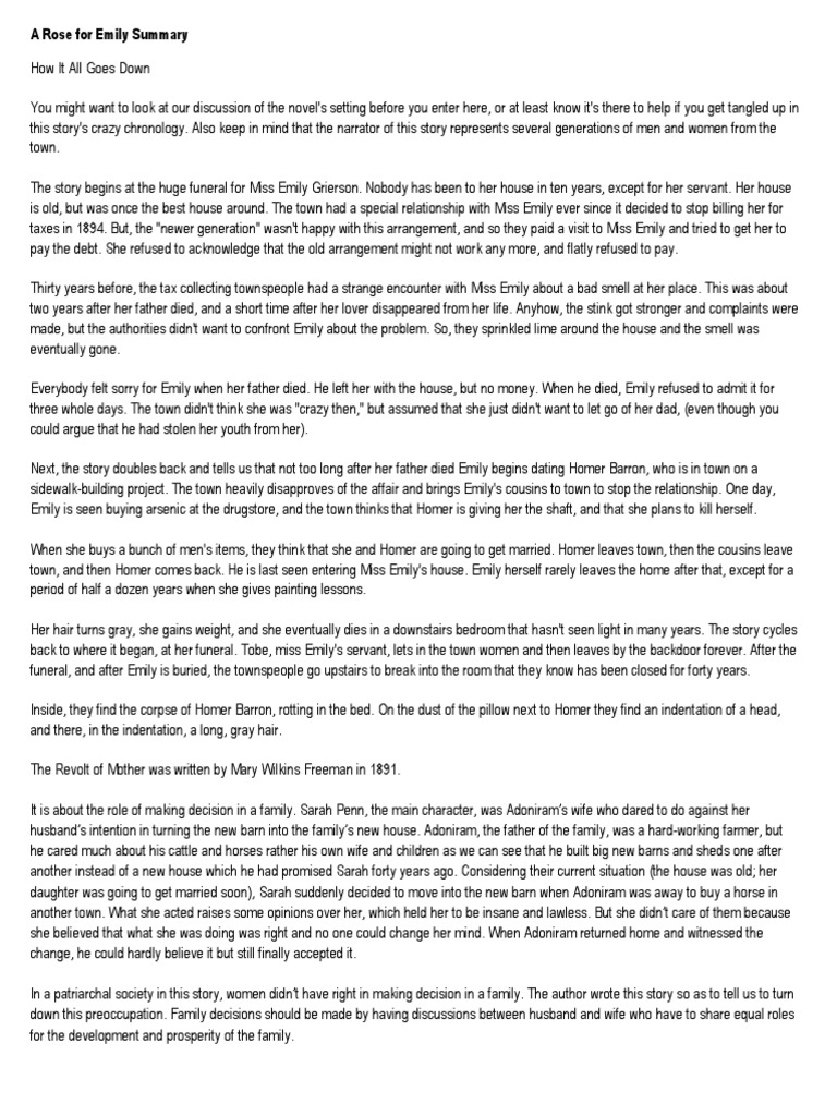 A Rose For Emily Summary | PDF