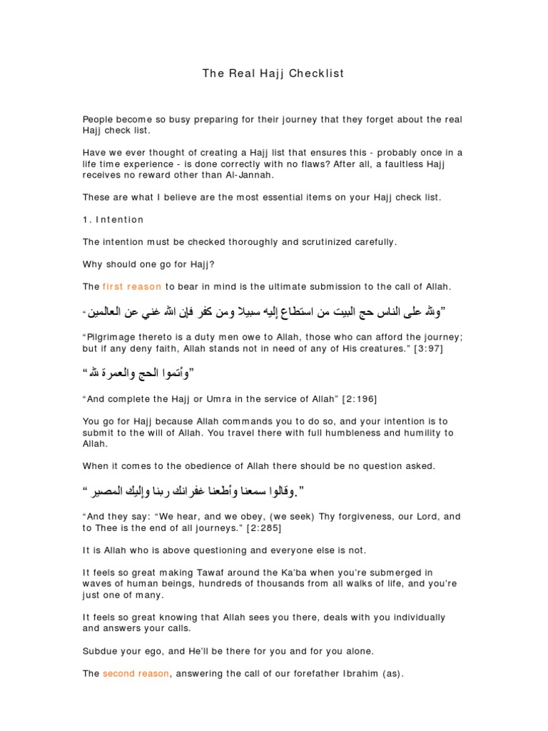 Hajj Check List | Download Free PDF | Hajj | Mecca