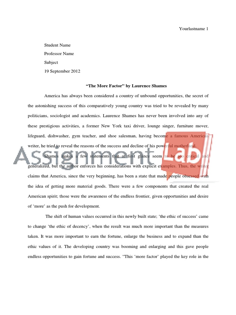 "The More Factor" by Laurence Shames | PDF | The United States ...