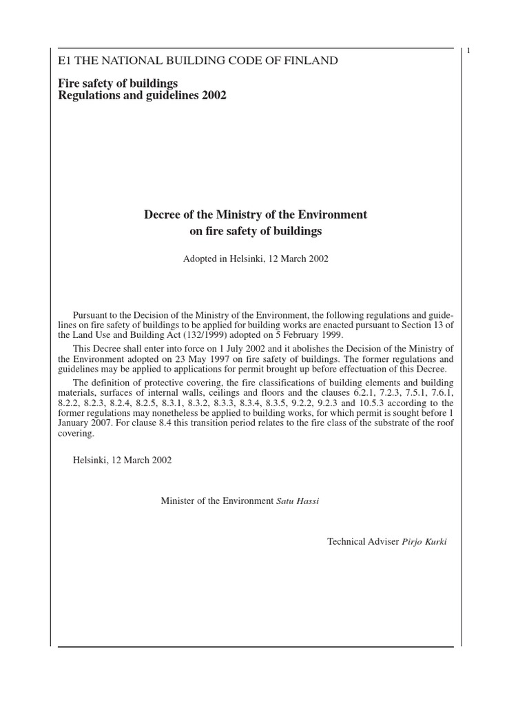 E1ee1 THE NATIONAL BUILDING CODE OF FINLAND Fire Safety of Buildings ...