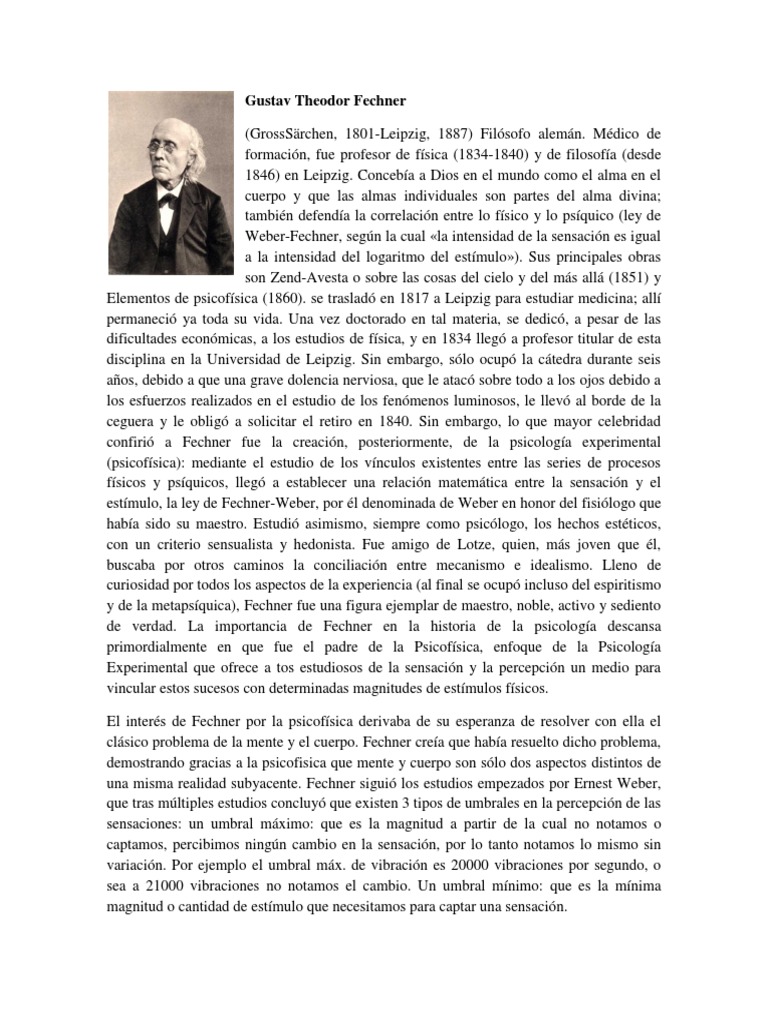Gustav Theodor Fechner | PDF | Ciencia cognitiva | Epistemología