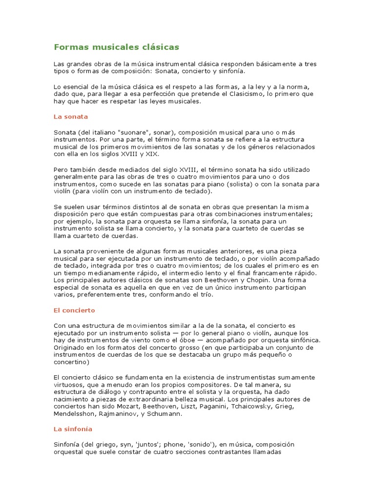 07-Formas Musicales Clásicas | PDF | Sonata | Sinfonía