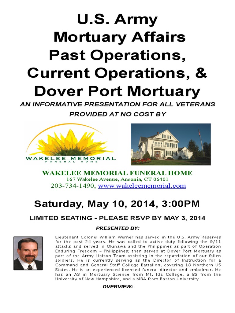 U.S. Army Mortuary Affairs Past Operations, Current Operations, & Dover ...