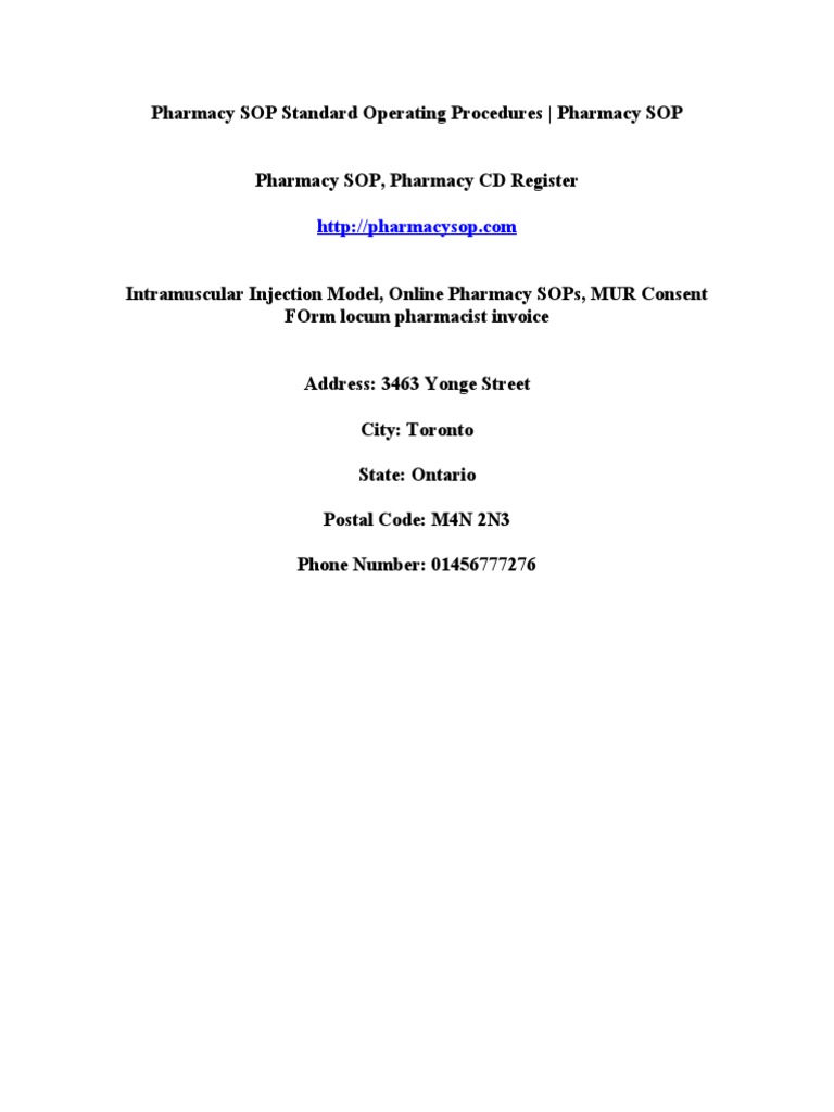 Pharmacy SOP Standard Operating Procedures | PDF
