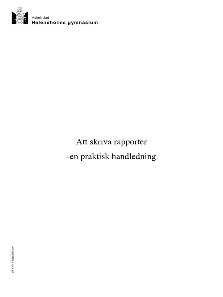 Att Skriva Rapporter - en Praktisk Handledning | PDF