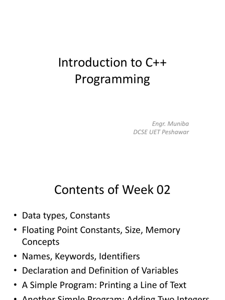 Introduction To C Programming Pdf Integer Computer Science Data Type