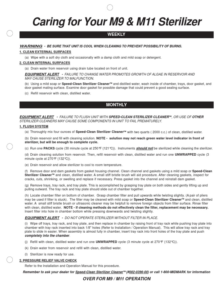 Caring For Midmark m9 m11 | PDF | Sterilization (Microbiology) | Nature