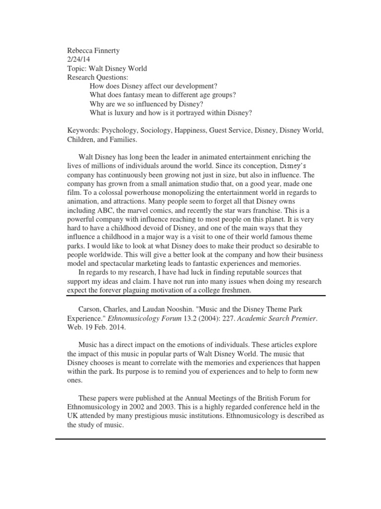 Research Dossier | PDF | Walt Disney | Psychological Concepts