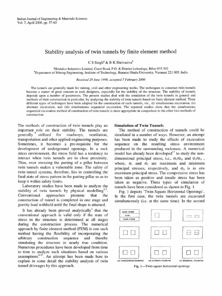 Stability Analysis of Twin Tunnels by Finite Element Method | PDF | Tunnel | Stress (Mechanics)