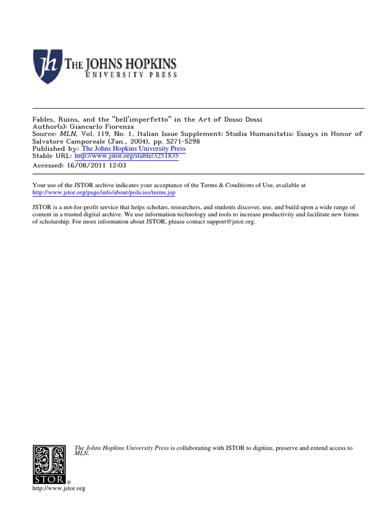 G.fiorenza, Fables, Ruins, and The Bell'Imperfetto in The Art of Dosso Dossi | PDF | Idolatry ...