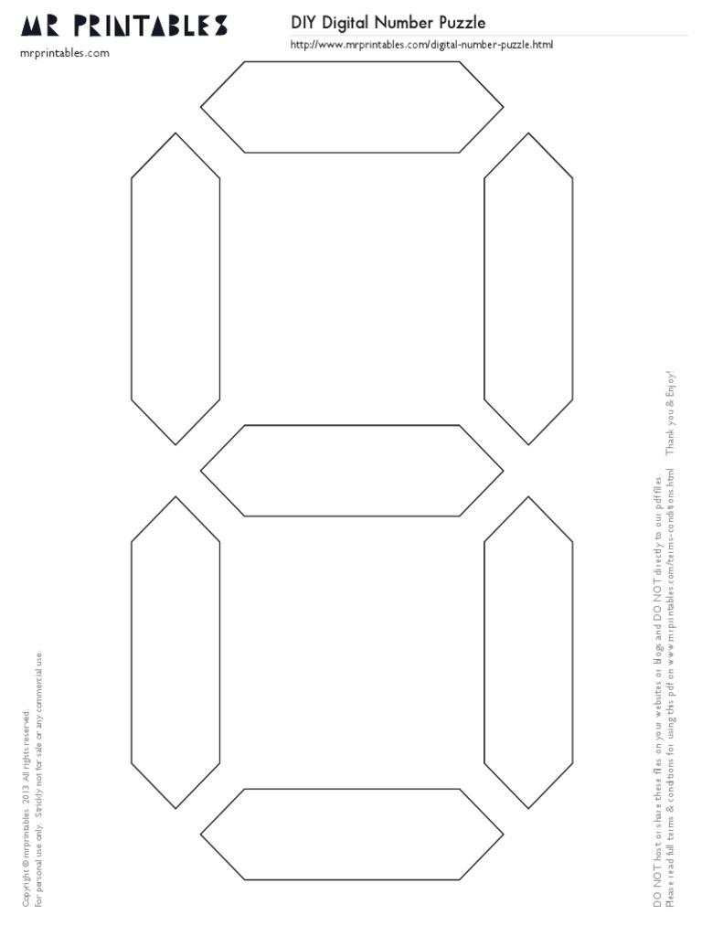 Mrprintables Digital Number Puzzle Template Large | PDF
