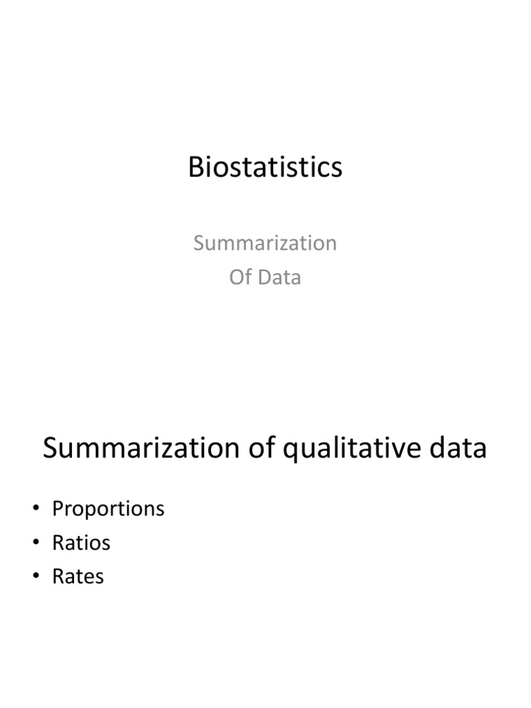 Biostatistics: Summarization of Data | PDF | Fraction (Mathematics ...